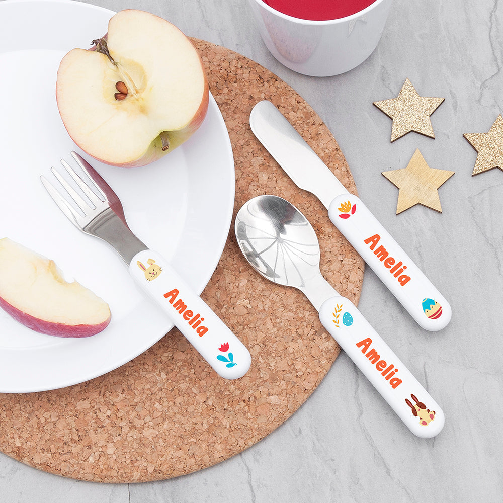 Buy Personalised Kids Spring Bunny Cutlery Set - Metal from £15.00 ...
