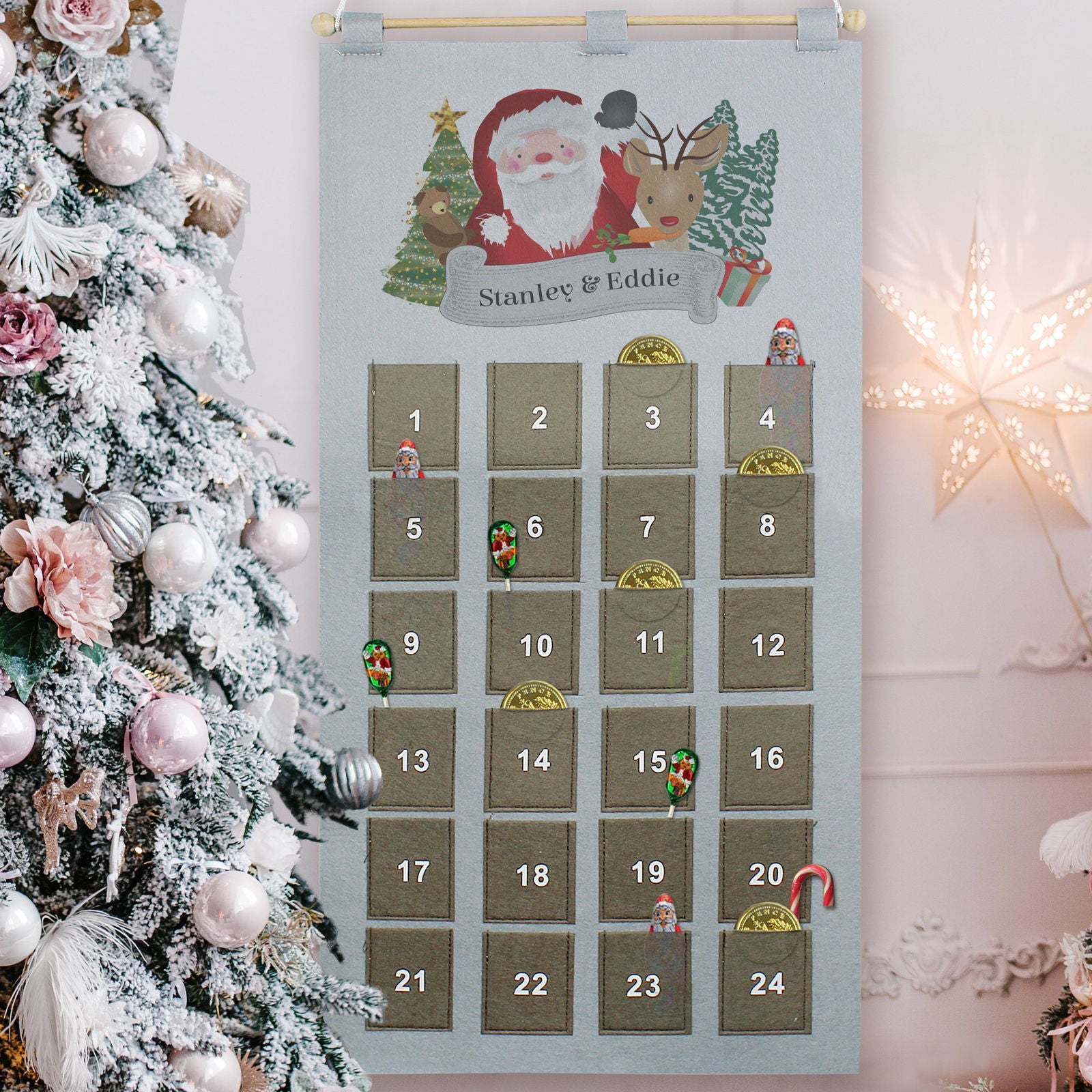 Buy Personalised 2026 Santa Advent Calendar In Silver Grey from £19.99 ...