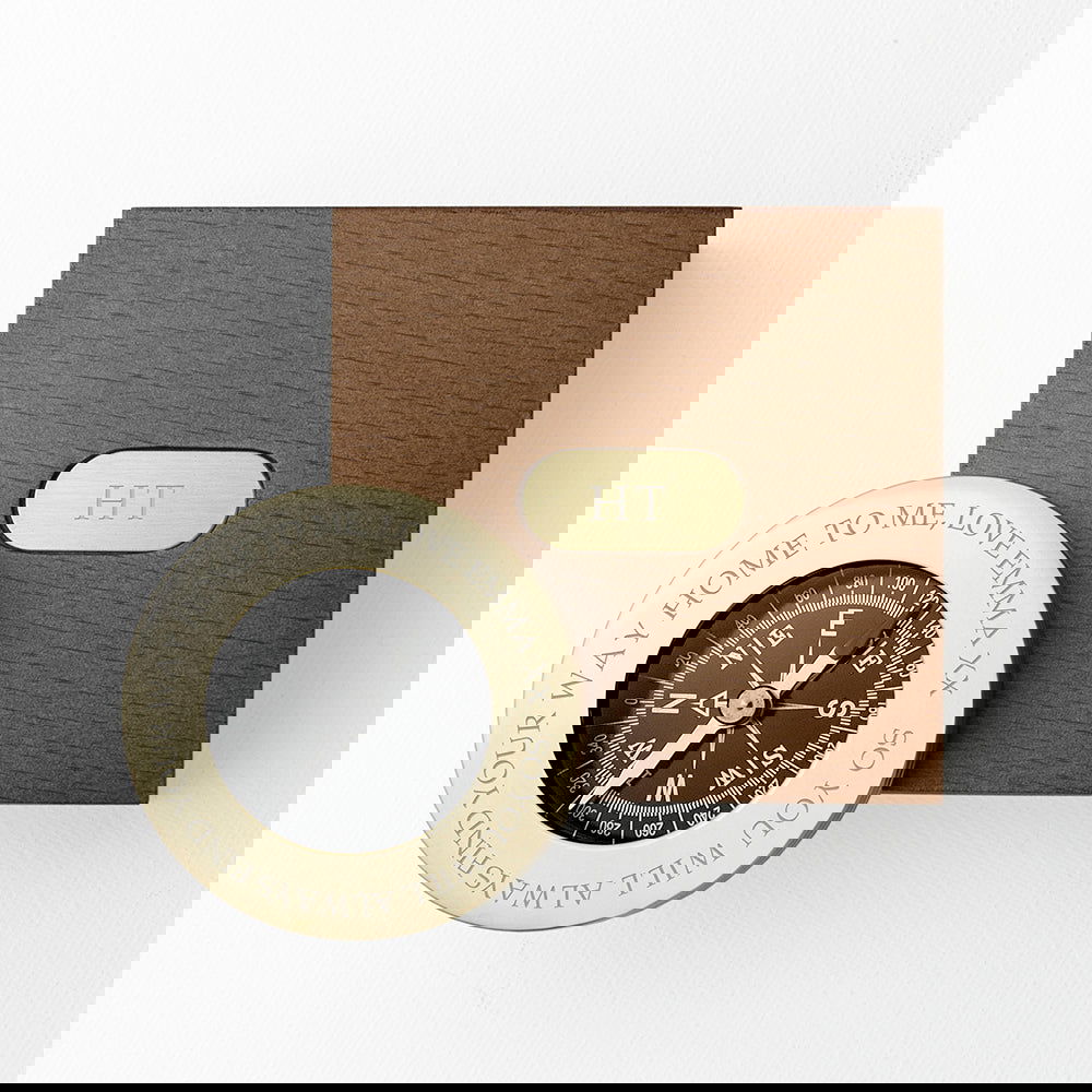 Personalised Brass Travellers Engraved Compass With Engraved Wooden Box ...