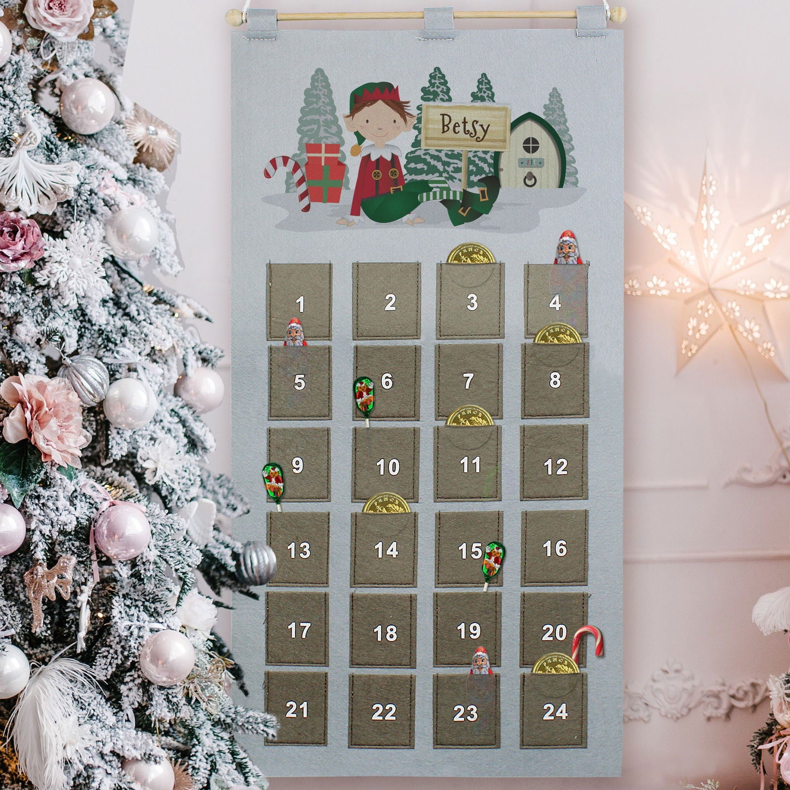Buy Personalised Elf 2025 Advent Calendar In Silver Grey from £19.99 ...