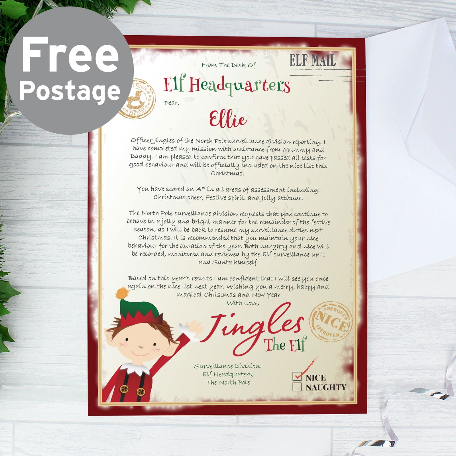 Buy Personalised Elf Surveillance Christmas Letter from £7.49 - Gifts ...