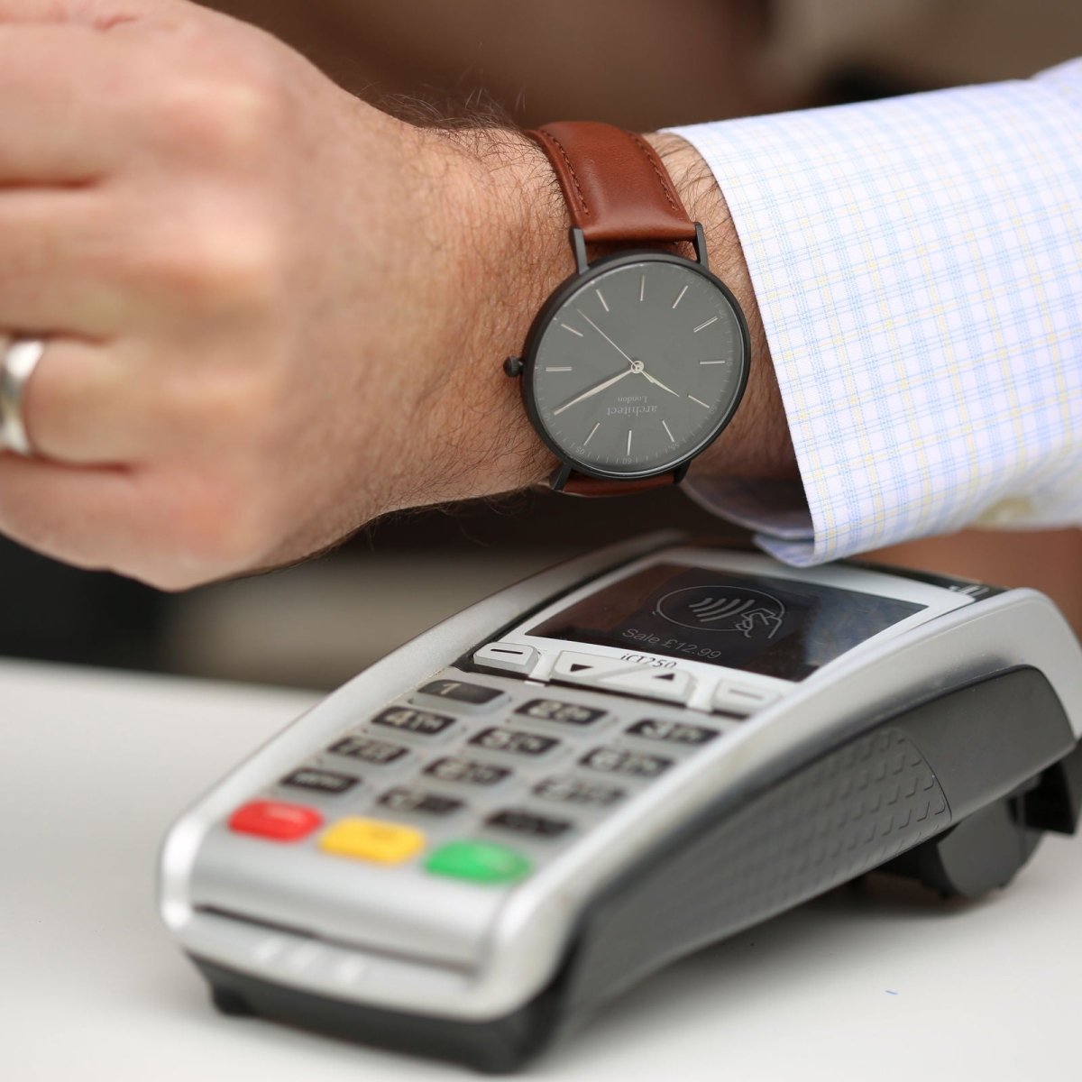 Buy Contactless Payment Watch - Men's Minimalist, Walnut Strap, Modern ...