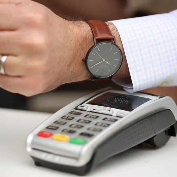 Buy Contactless Payment Watch - Men's Minimalist, Walnut Strap, Modern ...