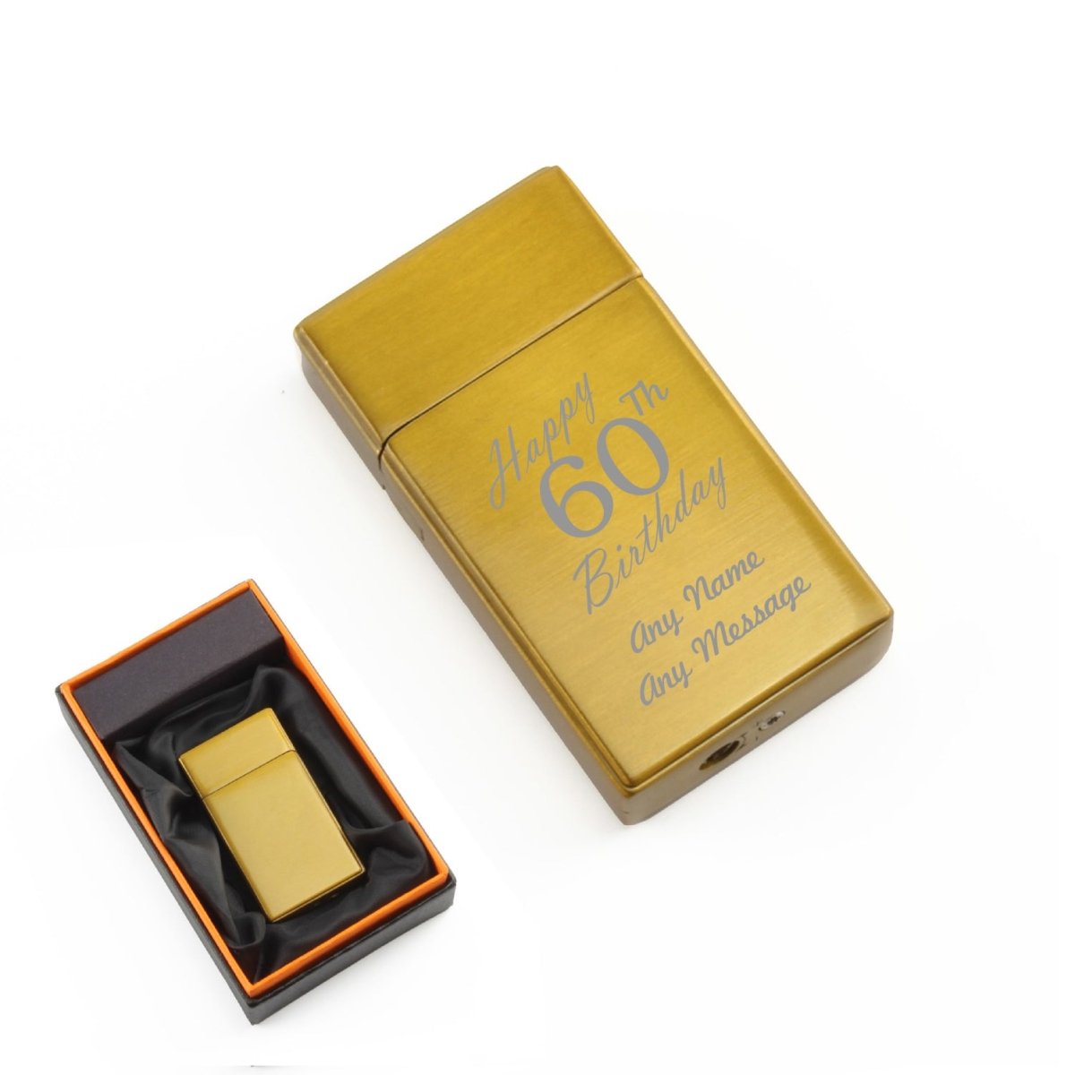 Buy Engraved Jet Gas Lighter Gold Happy 60th Birthday Gift Boxed from £ ...