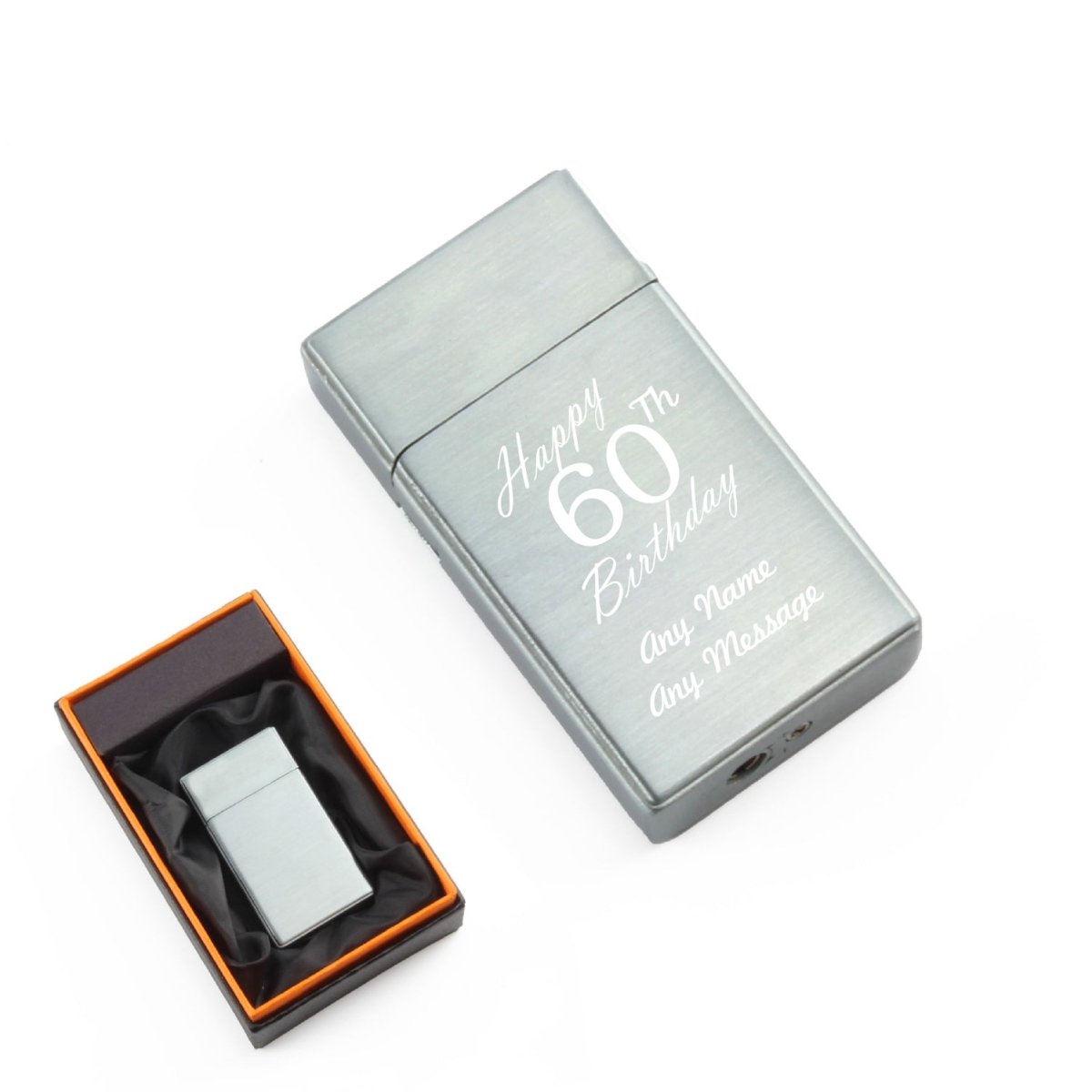 Buy Engraved Jet Gas Lighter Silver Happy 60th Birthday Gift Boxed from ...