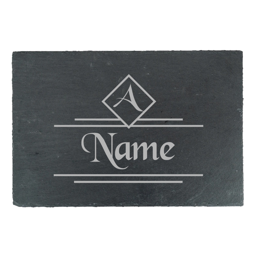 Buy Engraved Rectangular Slate Cheeseboard with Name and Initial Design ...