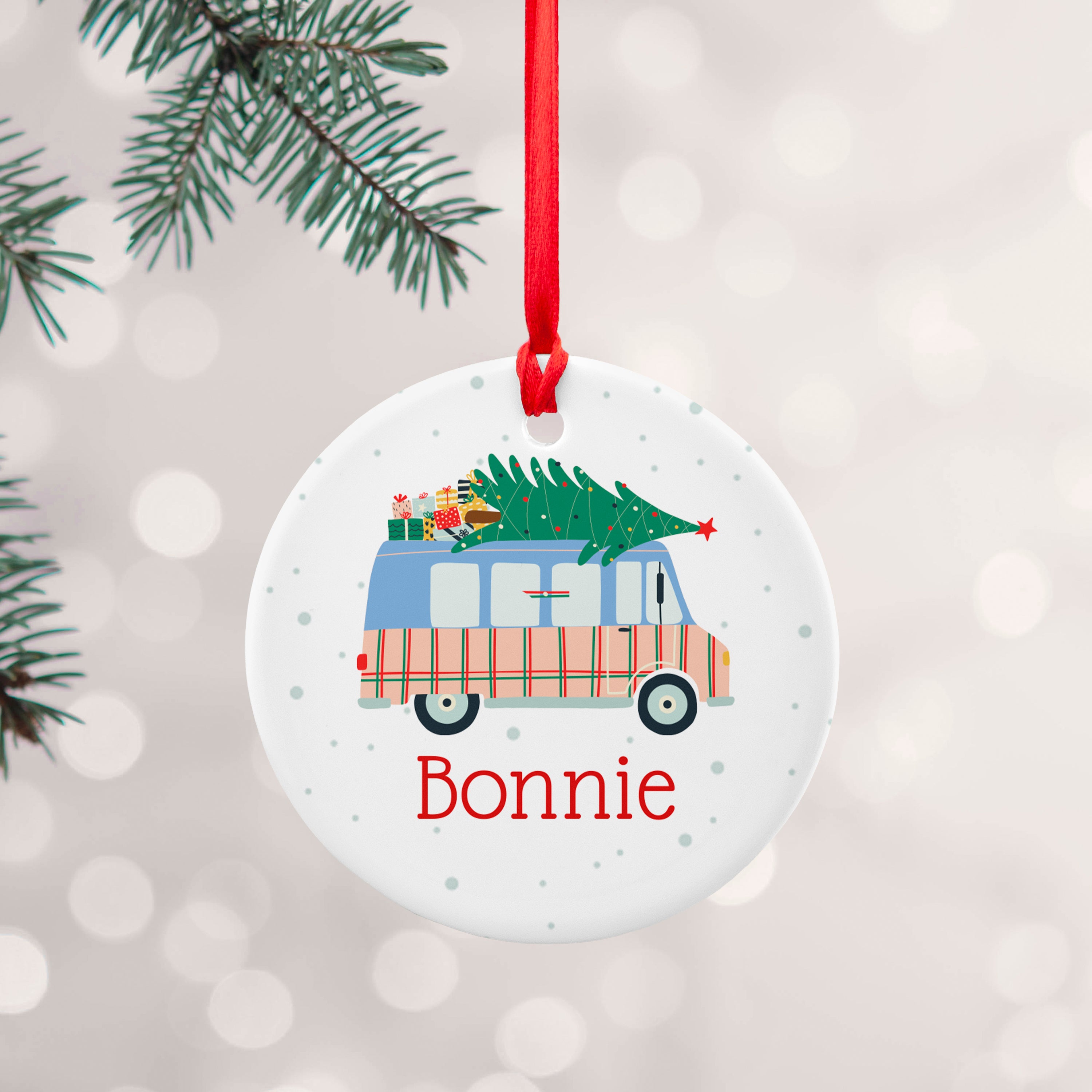 Personalised Personalised Christmas Tree Van Ceramic Decoration - Gifts ...