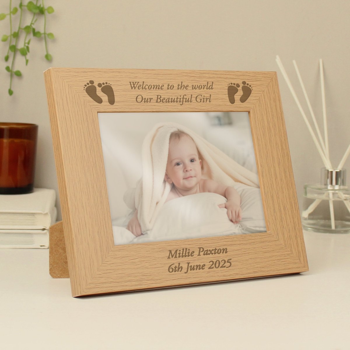 Personalised Baby Feet 7x5 Inch Landscape Wooden Photo Frame ...