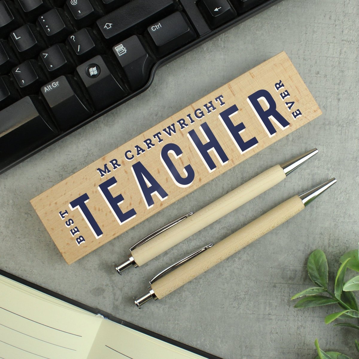 Personalised Best Teacher Wooden Pen And Pencil Set - Personalised Pen ...