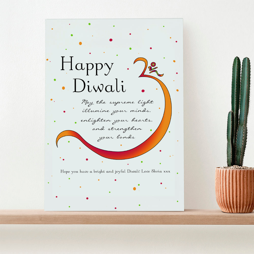 Buy Personalised Personalised Diwali Colourful Om Symbol Framed Print ...