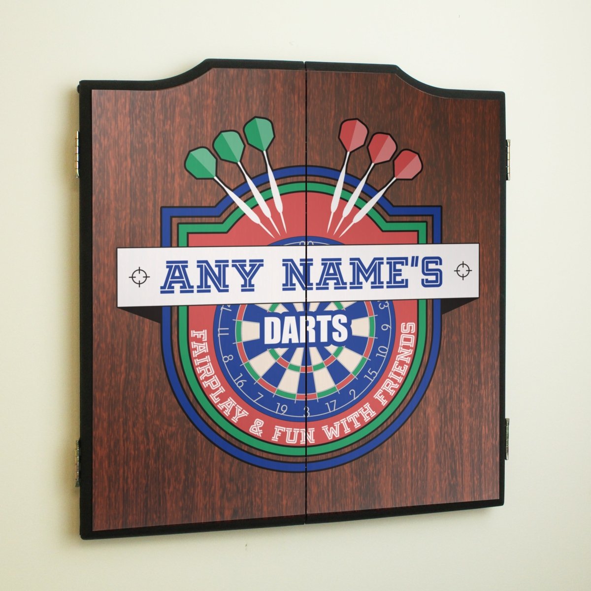 Personalised Home Dartboard, Cabinet and Darts Set with Any Names Darts ...