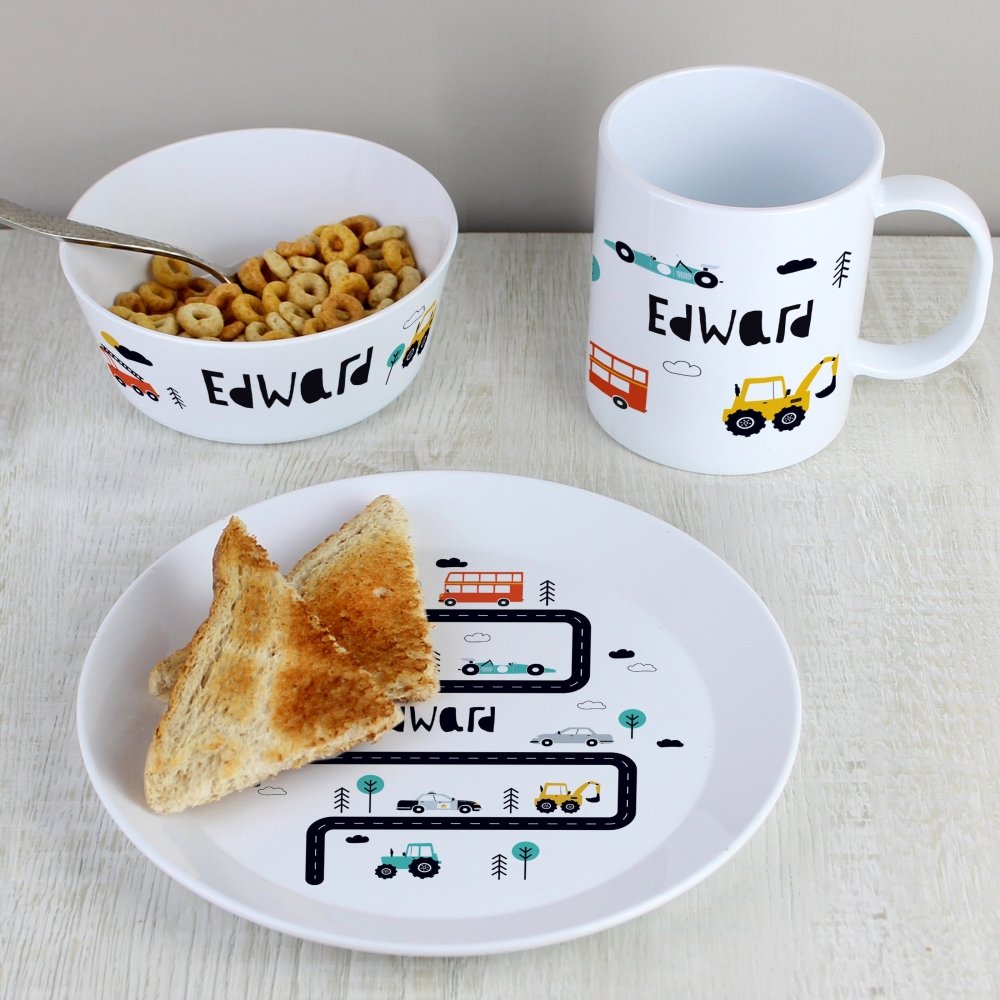 Personalised Little Car Plastic Breakfast Set - Personalised Childrens ...