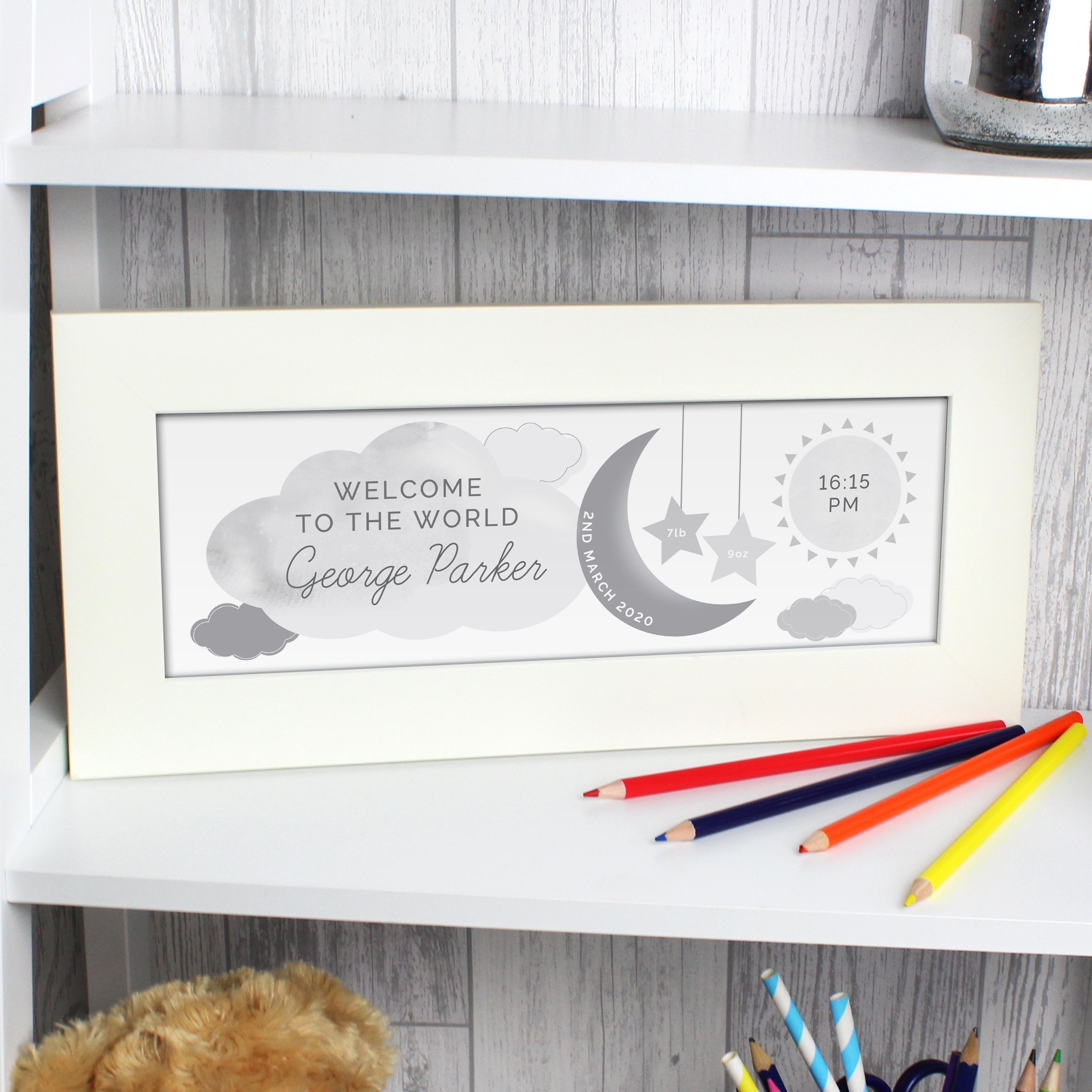 Personalised New Baby Moon & Stars Name Frame - Personalised Frames ...