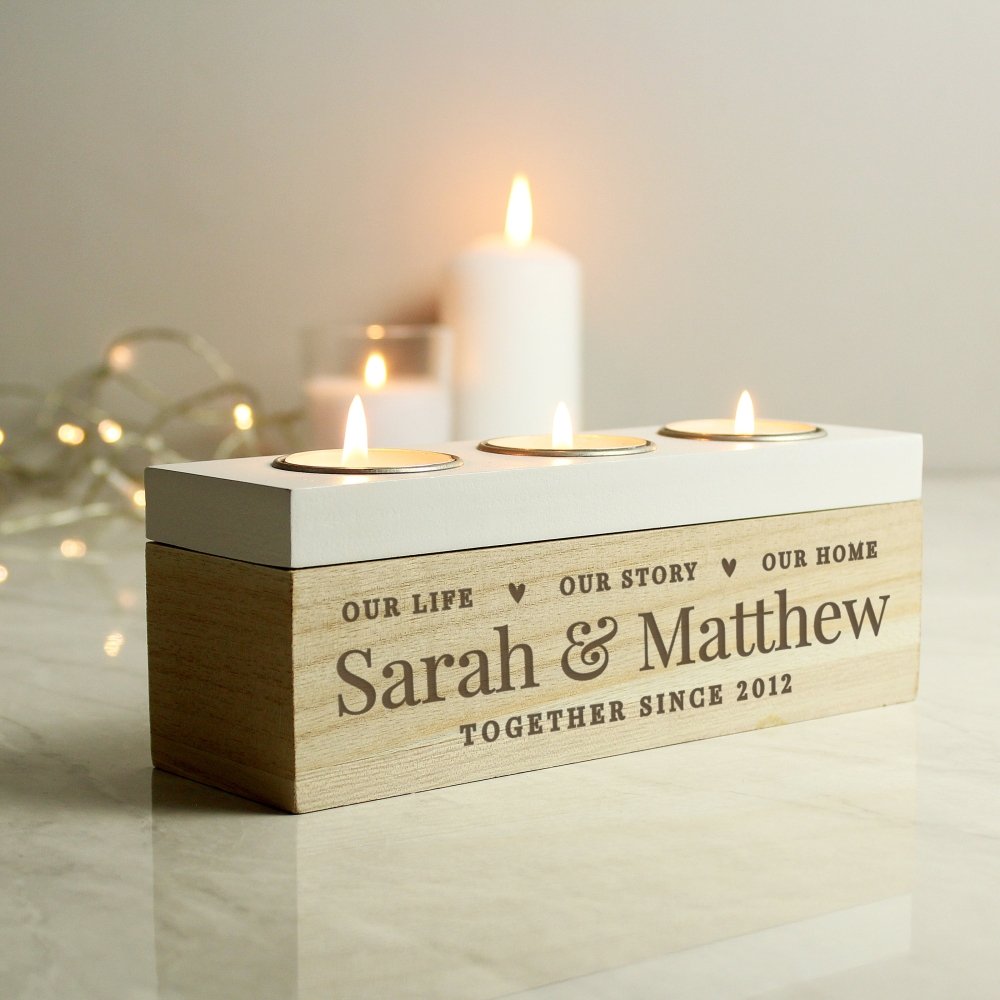 Buy Personalised Our Life Story & Home Triple Tea Light Box from £12.49 ...