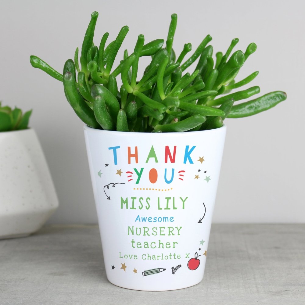 Buy Personalised Thank You Teacher Plant Pot from £11.49 - Gifts Finder
