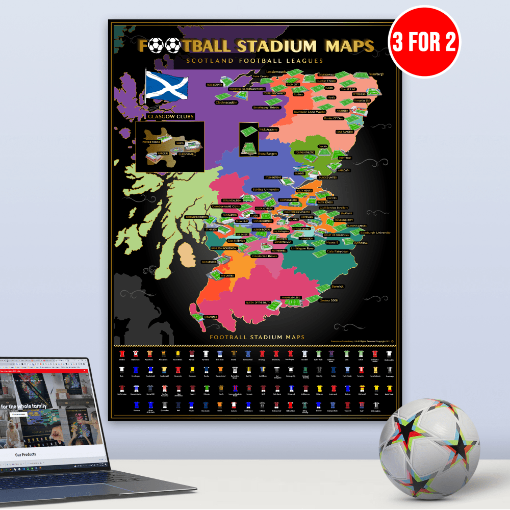 Buy Scotland Football Stadium Scratch-Off Map from £24.95 - Gifts Finder