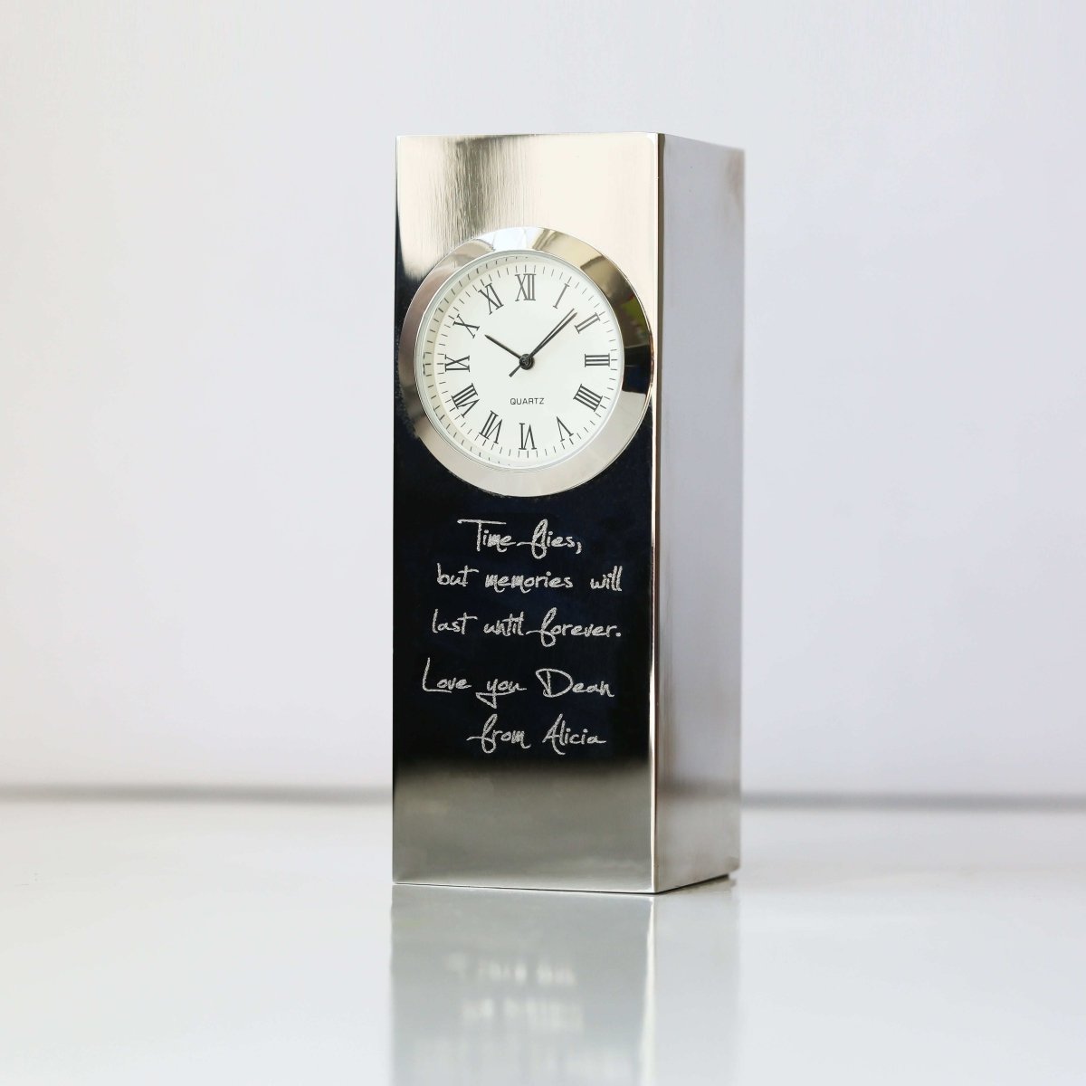 Vintage Standing Clock Handwriting Engraving - Personalised Clocks ...